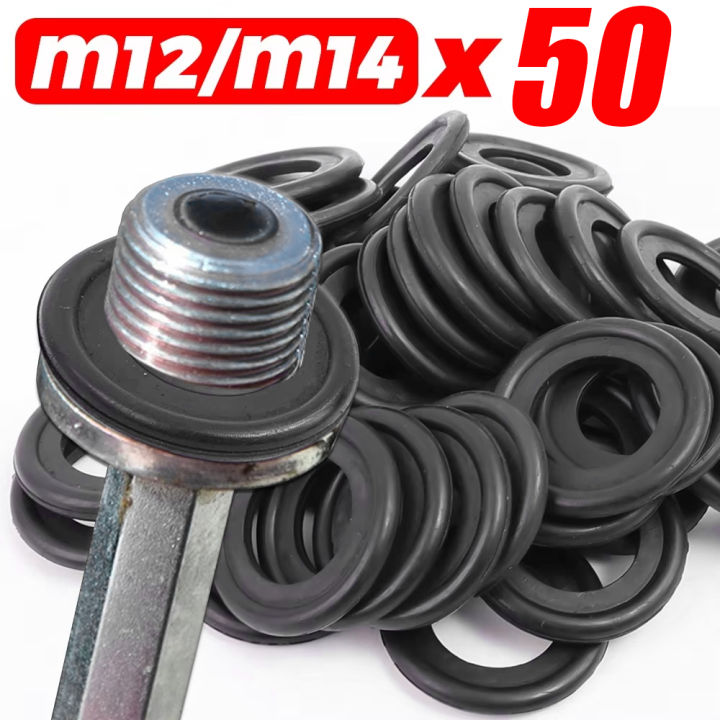 50PCS M12/M14 Car Engine Oil Drain Plug Gaskets Rubber Oil Pan Drain ...