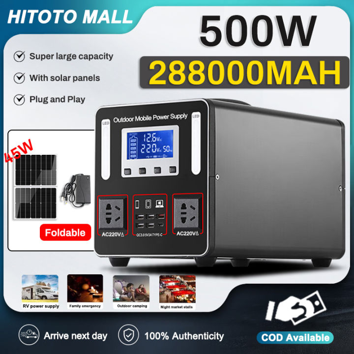Outdoor 288000mAh 500W Solar Generator Multi-Function Portable Super ...