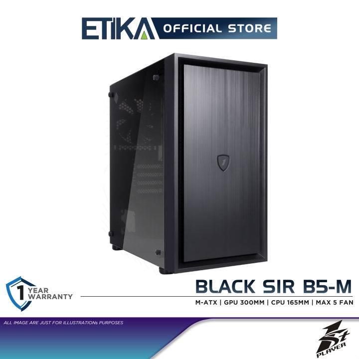 1st Player Black Sir B5-M | Micro ATX Tempered Glass Gaming Casing | M ...