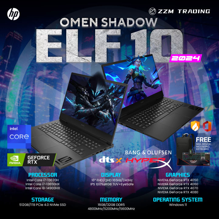 HP Omen 16 Shadow Elf 10 2024 Core i7/i9 RTX GPU 16" FHD/QHD 165Hz ...