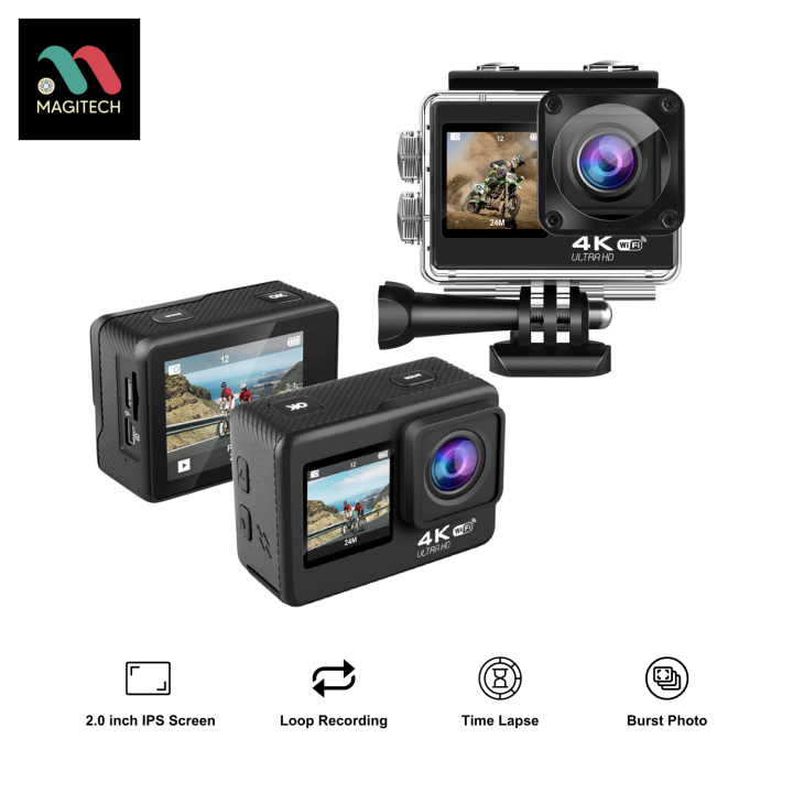 4K HD Action Camera Ultra Wide Angle Lens Fish eye Lens up to 98 Feet ...