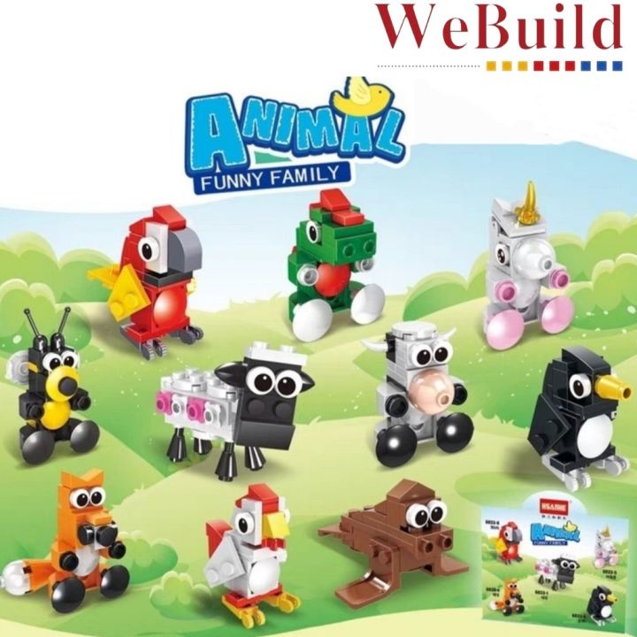 Animal mini figures cute building blocks (Set of 10) Sheep_Bee_Dinosaur ...