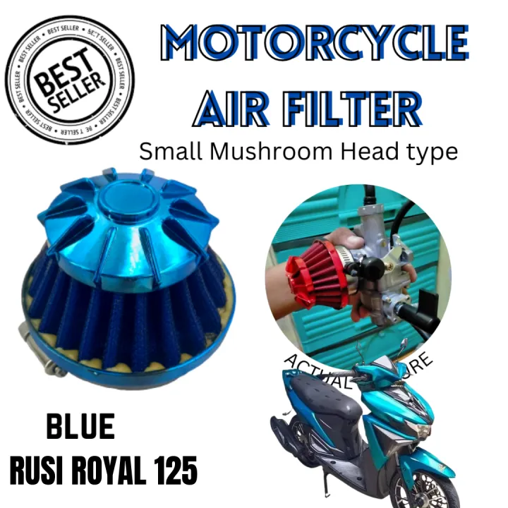 MOTORCYLE AIR FILTER FOR RUSI ROYAL 125 | BLUE | SMALL MUSHROOM HEAD ...
