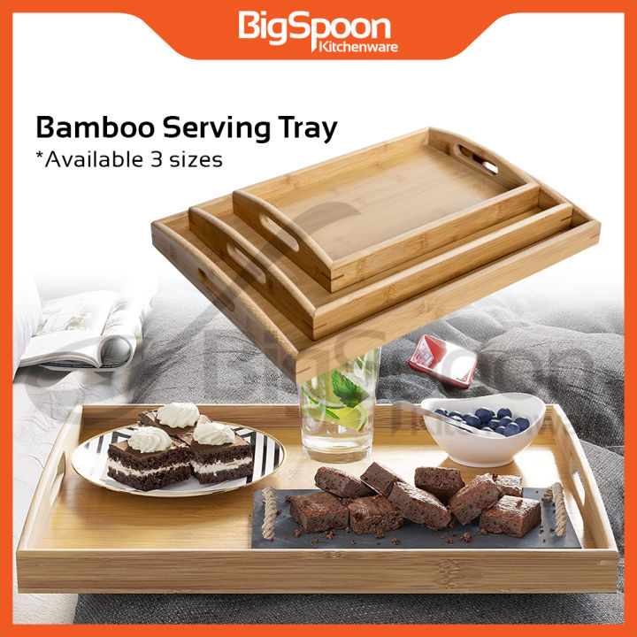 BIGSPOON Japanese Style Bamboo Serving Tray With Handle Bed Tray ...