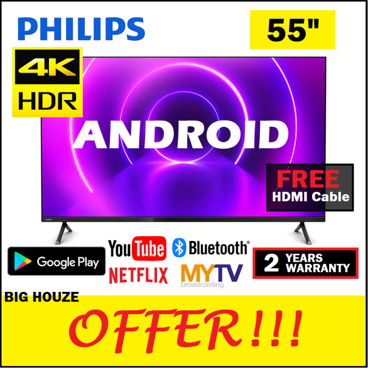 Philips 55 inch ANDROID SMART LED TV 4K UHD HDR 10+ 55PUT7406 Dolby ...