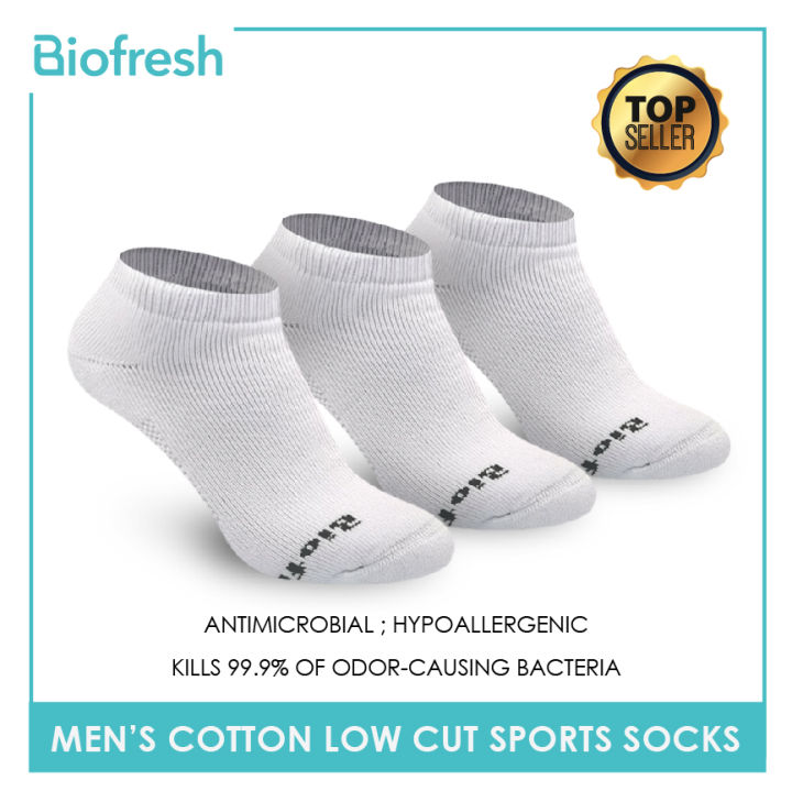 Biofresh RMSKG21 Men’s Antimicrobial Odor Free Cotton Low Cut Thick ...