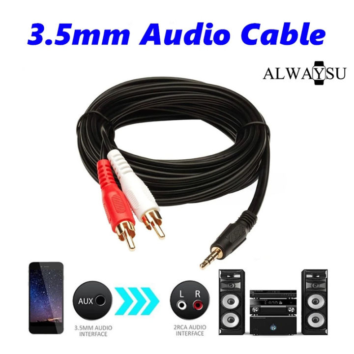 3.5mm Audio Line Cable 1M Stereo Jack Male to 2 RCA Male Aux Cable For ...