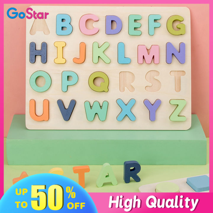 GoStar Wooden Numbers Letters Alphabet Shape Enlightenment Education ...