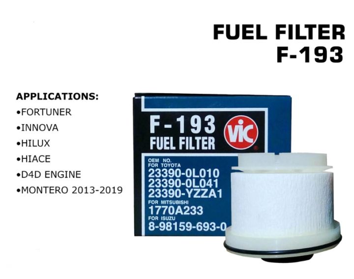 【Local Shipment】VIC Fuel Filter Element Type F-193 for Toyota D4D ...