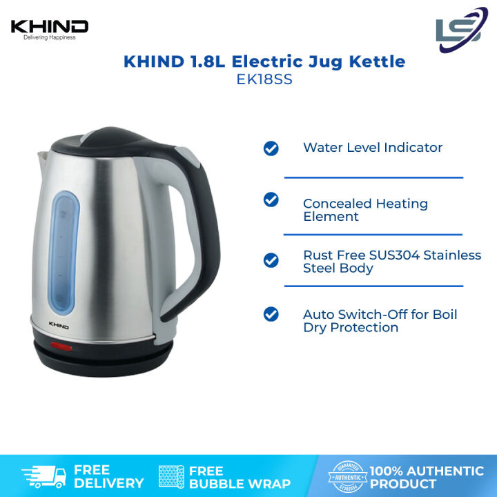 KHIND 1.8L Electric Jug Kettle EK18SS | Rust Free SUS304 Stainless ...