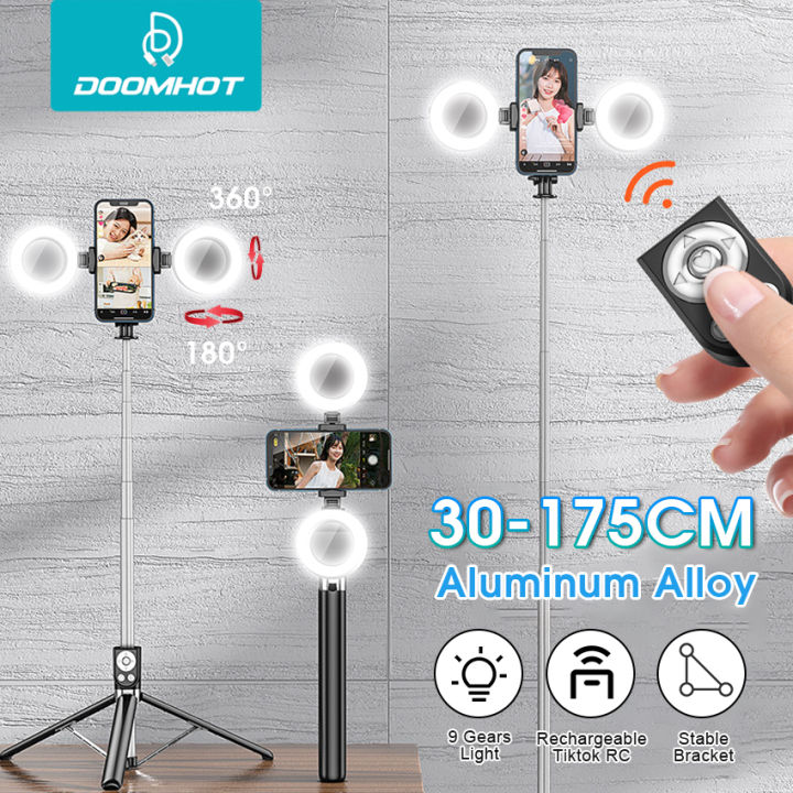 Doomhot Selfie Stick Dual Fill Light Portable Stretchable Holder 30
