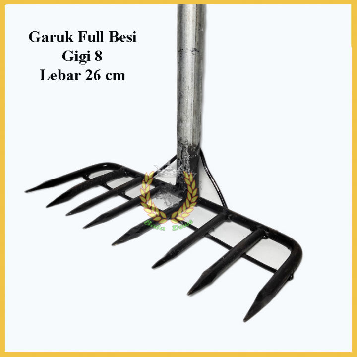 garuk lebar gagang besi gigi 8 cangkul garuk pacul sampah garuk kotoran ...