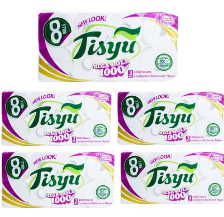 TISYU MEGA ROLL 3-PLY 8 ROLLS BATHROOM TISSUE BY 5 PACKS (40rOLLS ...