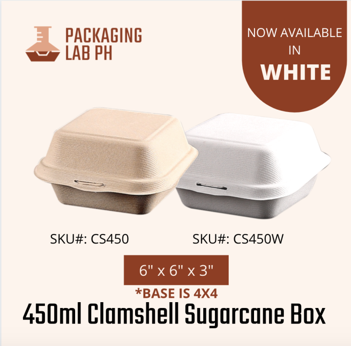 [10pcs]450ml Sugarcane Clamshell Box/ Burger Box/ Cake box | Lazada PH