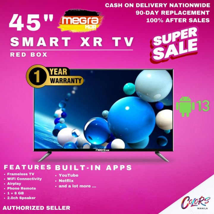 MegraHDR 45 inches XR SMART TV Android 13 TV Ultra-slim Multiport ...