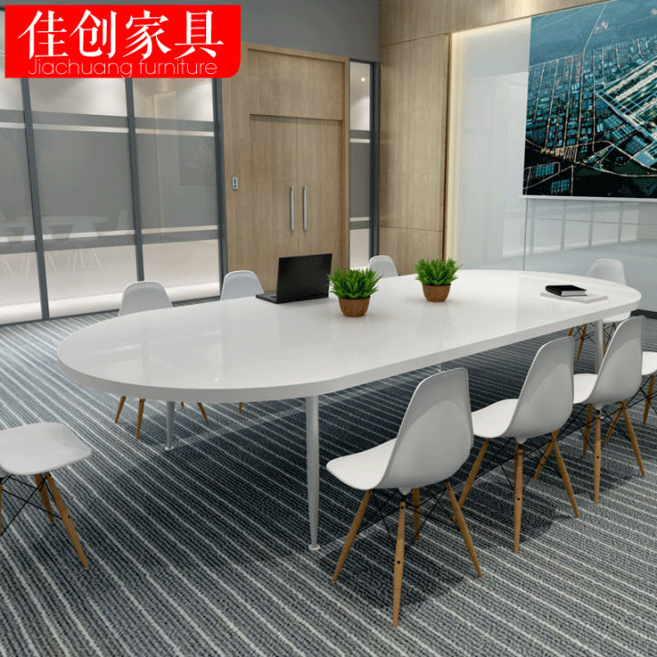 New oval white conference table simple modern conference table long ...
