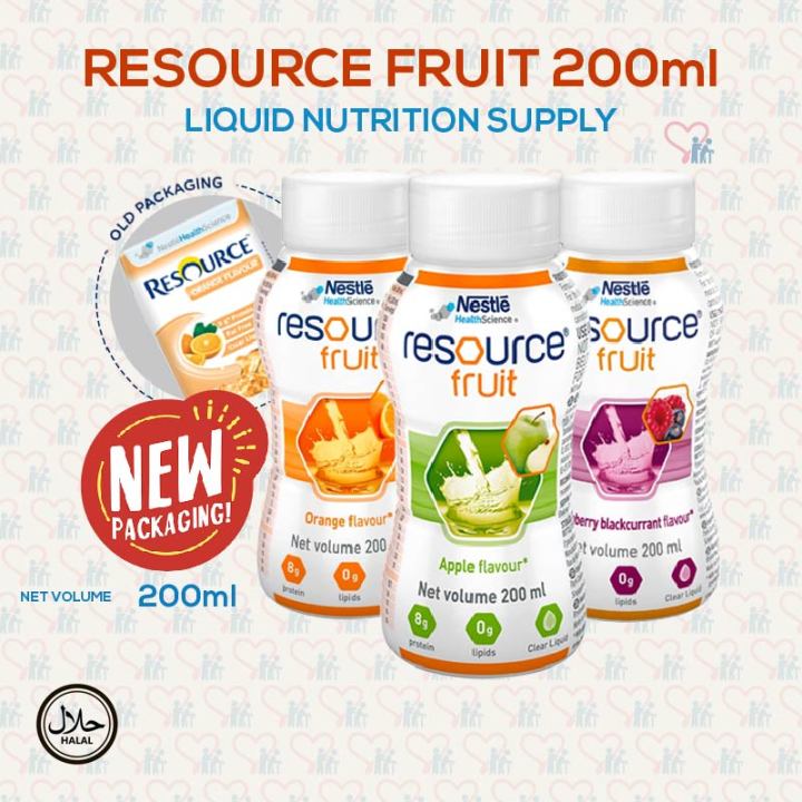 [Carton of 24] Nestle Resource Fruit 200ml - Orange Apple Raspberry - Nutritional Ready to Drink ...