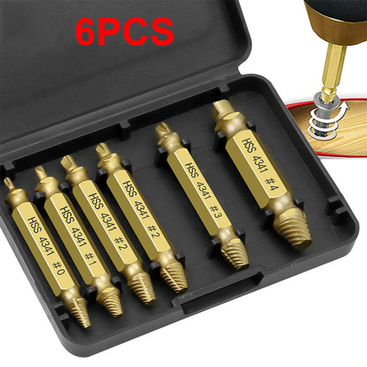6pcs Damaged Screw Extractor Drill Bit Set Take Out Broken Screw Bolt ...