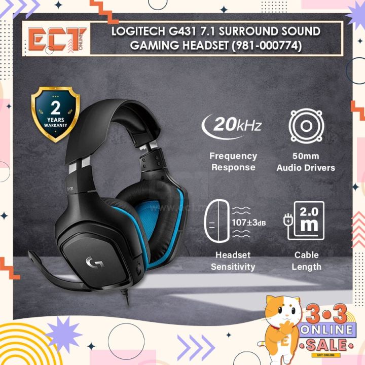 Logitech G431 7.1 Surround Sound Gaming Headset (981-000774) | Lazada