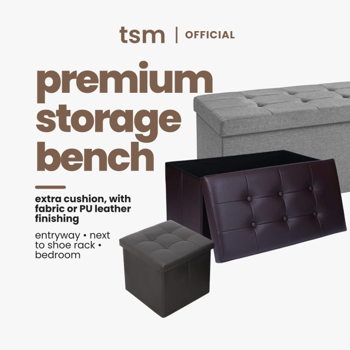 TSM Leather Storage Bench | Ottoman | Storage Organizer | Foldable ...