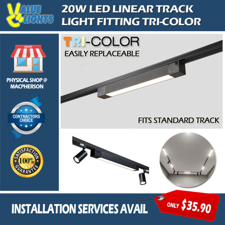 LED Linear Track Light 20W Tri Color Slim Bar Fitting | Lazada Singapore