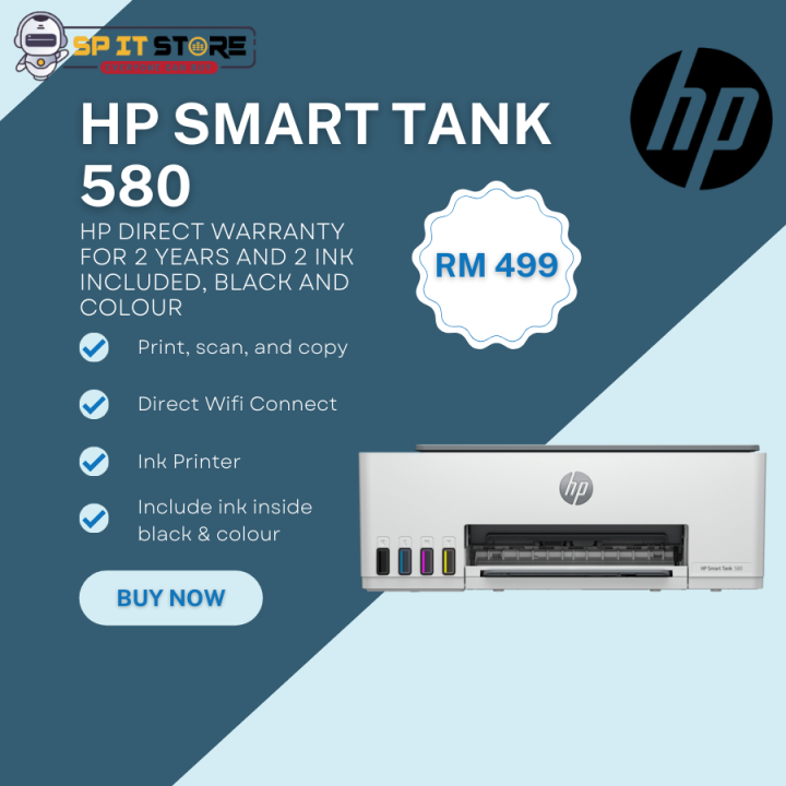 HP SMART TANK 580 INK PRINTER | Lazada