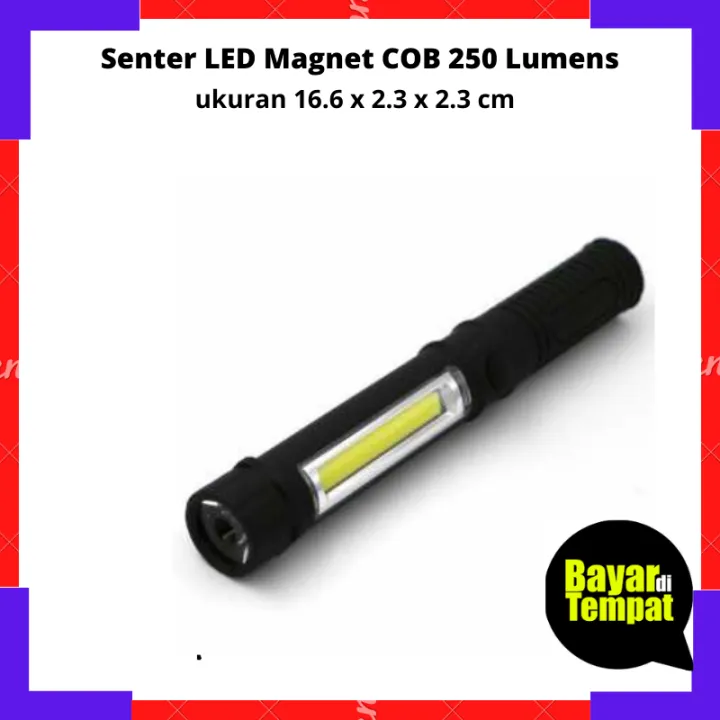 Senter LED Magnet COB 250 Lumens Senter Super Terang Cahaya Putih ...