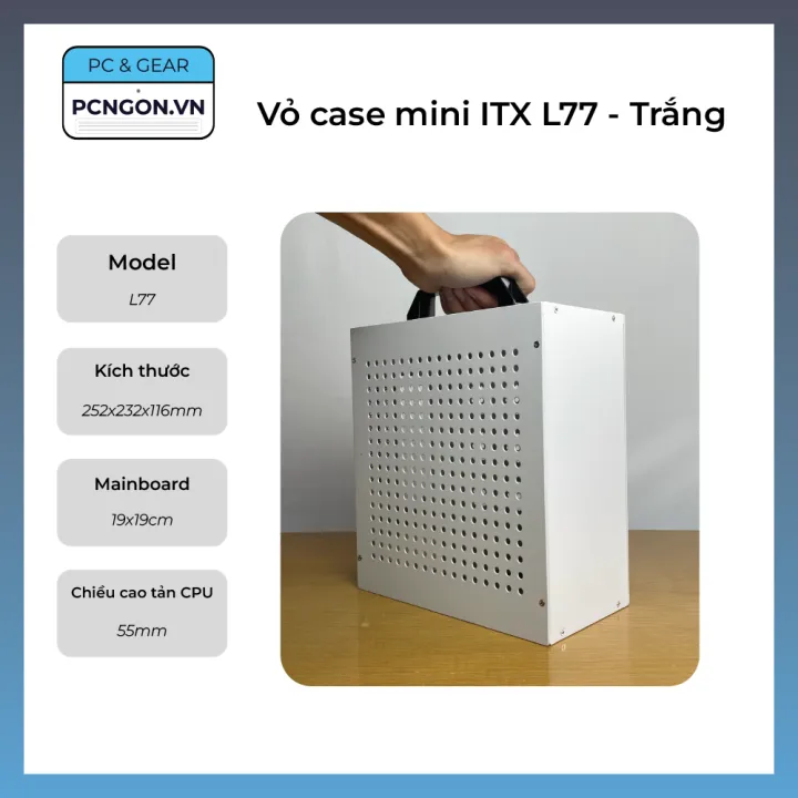 [PCNGON] Vỏ case máy tính mini ITX L77 – Trắng | Lazada.vn