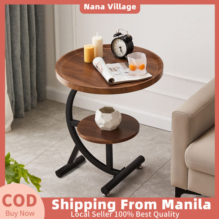 50CM New Design Table Wood Metal Coffee Table Nordic Simple Iron Tea ...