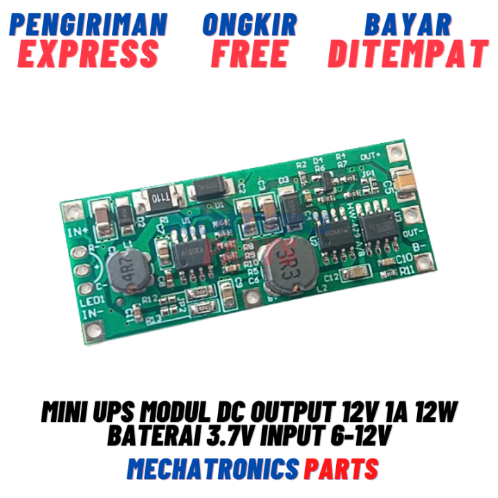 Mini UPS Modul DC Output 12V 1A 12W Baterai 3.7V Input 6-12V Power Supply Step Up Charging 18650 ...