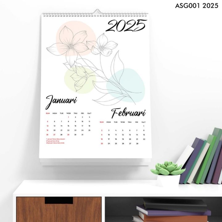 Kalender Dinding 2025 Kalender Unik Motif Bunga Kalender Dinding 2025 ...