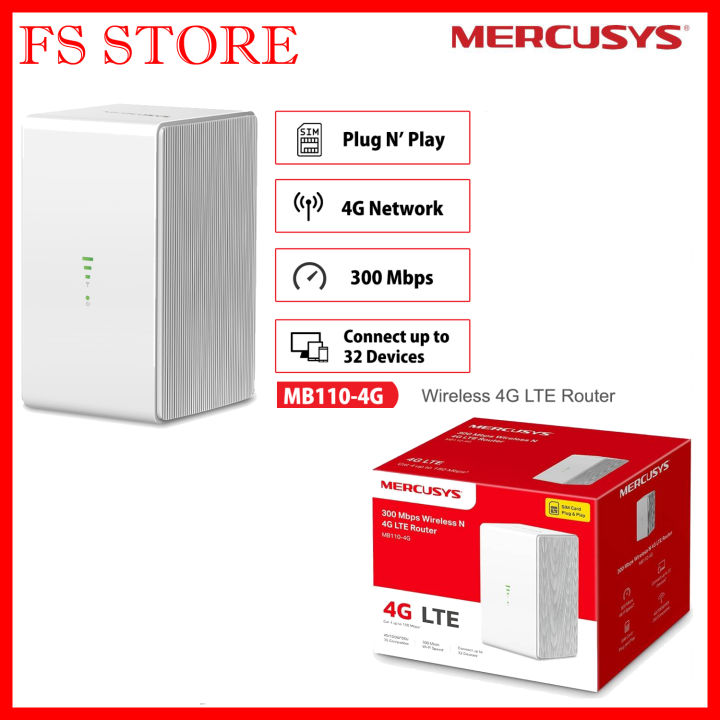 MCS-MB110-4G MERCUSYS MB110-4G MB1104G 300MBPS WIRELESS N 4G LTE ROUTER ...