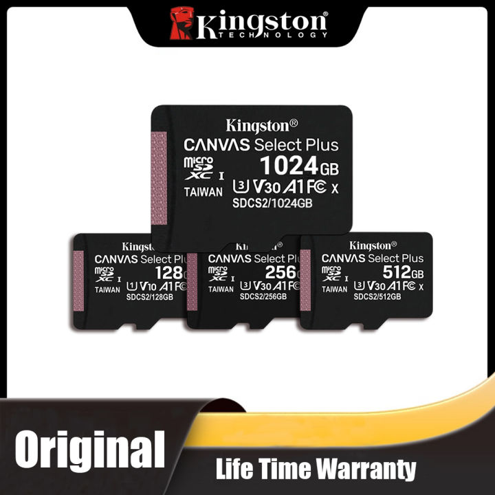 Kingston Canvas Select Plus SD Card 128GB/256GB/512GB/1TB MicroSDXC MicroSD Card W/ A1 ...