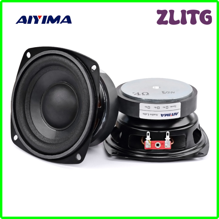 ZLITG AIYIMA 2Pcs 4 inch 50W Subwoofer Audio Speaker Portable Mini Stereo 4 Ohm 8Ohm Speakers ...