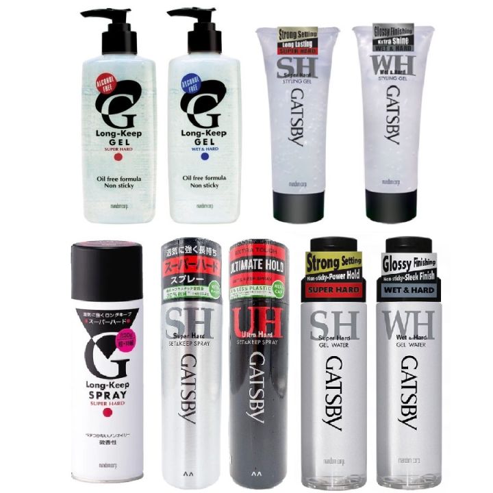 MANDOM Gatsby Long-Keep Gel / Spray Wet & Hard / Super Hard 200g / 350g ...