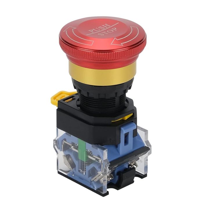 Emergency Stop Button 10A 22mm Latching Push Button Switch, Aluminum Alloy Round Emergency Stop ...