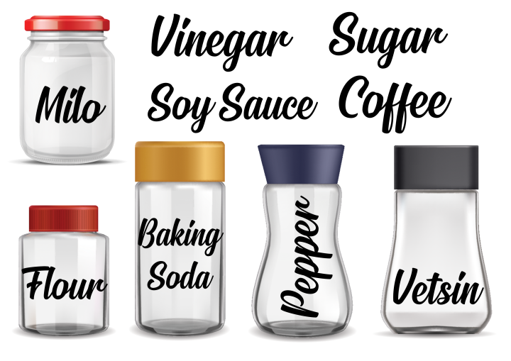 Condiments Name Labels Customized (Sticker only, Bottles not included ...