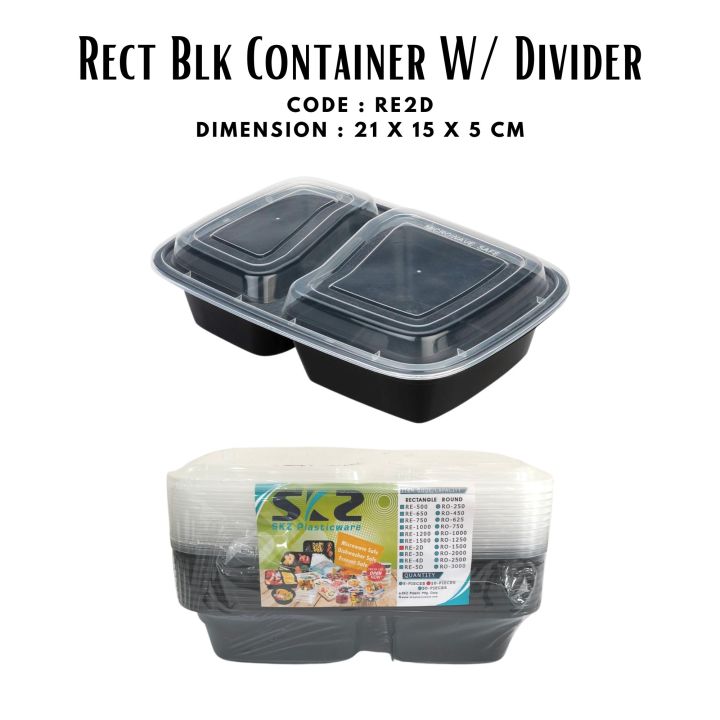 RECT BLK CONTAINER W/ DIVIDER/TUPPERWARE PLASTIC FOOD CONTAINER FOOD ...