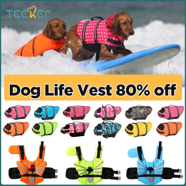 Teeker Dog Life Jacket Ripstop Safety Dog Life Vest for Swimming with ...