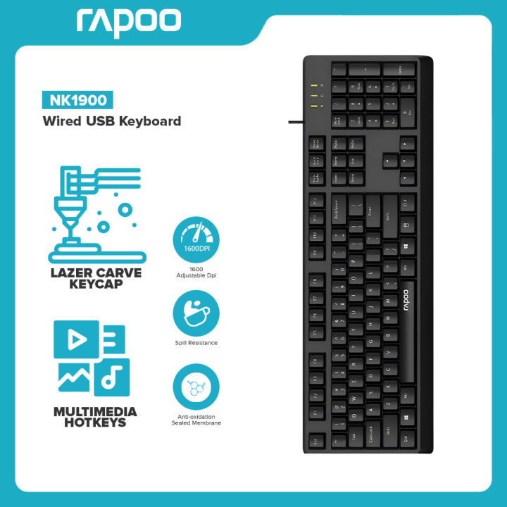 Rapoo NK1900 Wired Keyboard Entry level Spill-resistant Wired Keyboard | Lazada PH