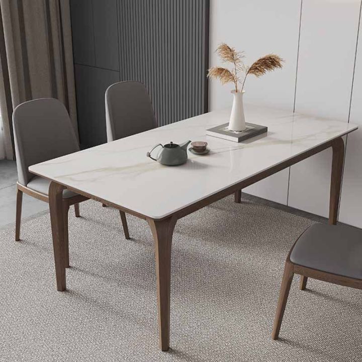 Sintered Stone Solid Wood Nordic Dining Table Kitchen Table And Chair ...