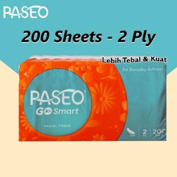 Tissue Paseo Go Smart 200 Sheets 2 Ply Soft Pack Facial Tisu Wajah ...