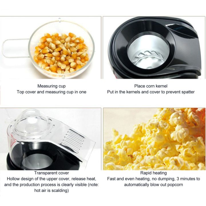 Hot Air Popper Small US Plug 110V Electric Popcorn Maker with Measuring ...