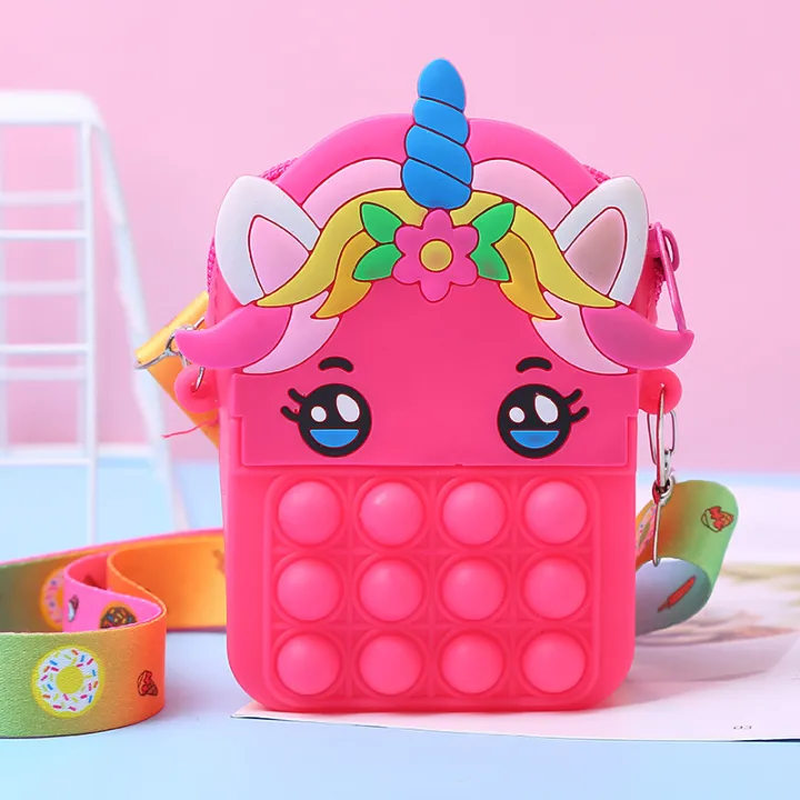 Pop Purse for Girls Fidget It, Kids Small Silicone Sensory Bubble ...