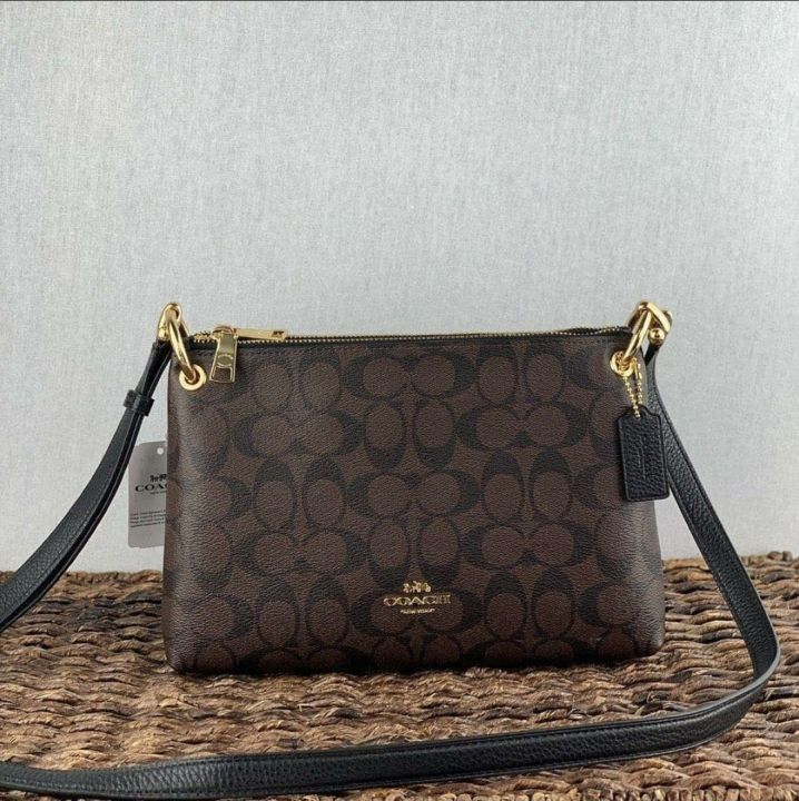 Coach F76646 Mia Signature Coated Canvas and Black Refined Pebble ...