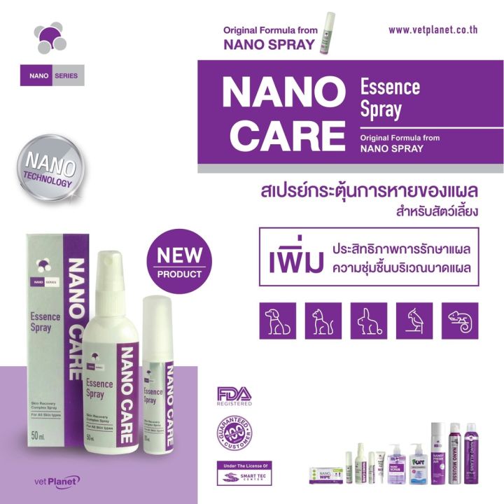 Nano Care Essence Spray สเปรย์นาโนแคร์ กระตุ้นการหายของแผล สำหรับสัตว์ ...