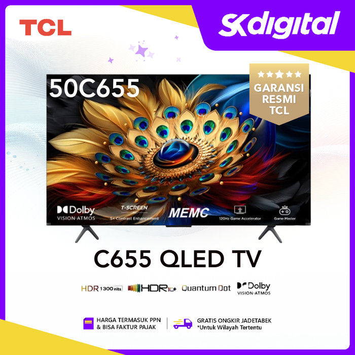 TV TCL 50C655 Qled Pro 4K uhd 50 inch smart google TV | Lazada Indonesia