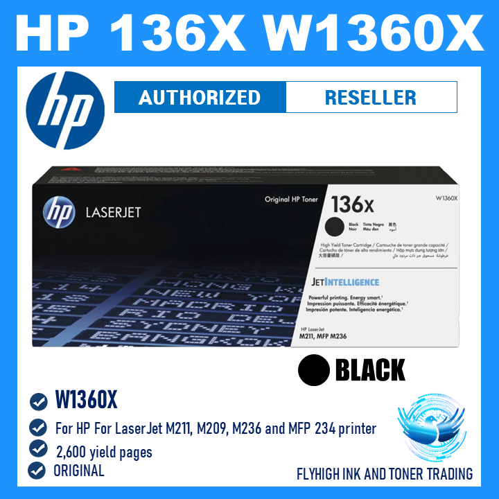 HP 136X Black Original LaserJet Toner Cartridge with JetIntelligence ...