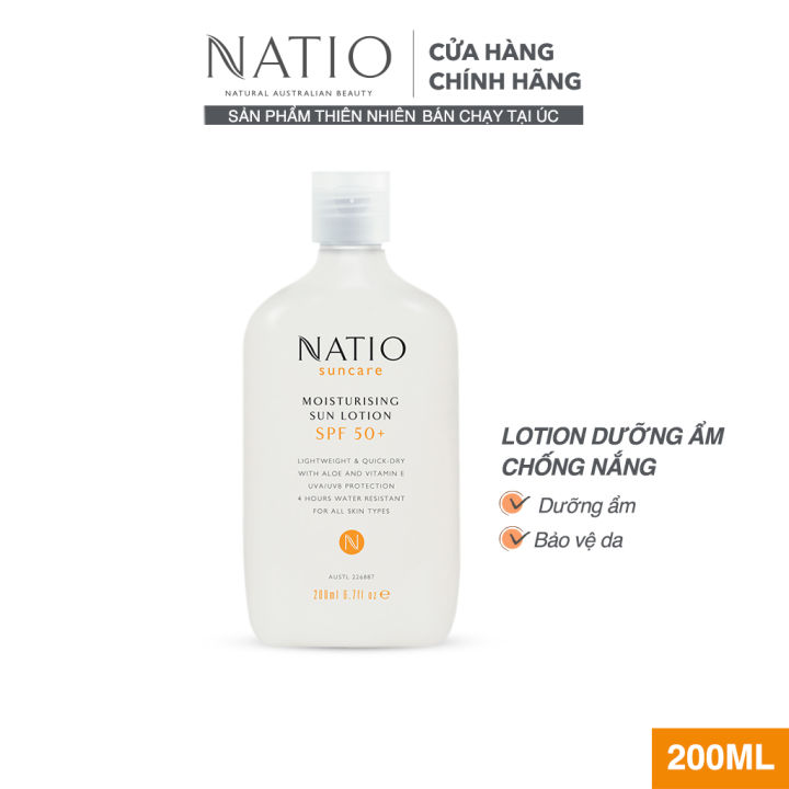 Lotion dưỡng ẩm chống nắng Natio Moisturising Sun Lotion SPF 50+ 200ml ...
