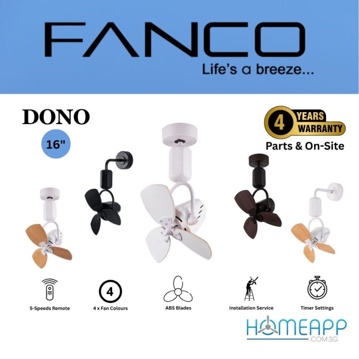 FANCO DONO 16" corner wall fan DC Motor remote control | Lazada Singapore